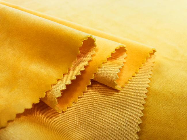 210GSM Plush Toy Fabric / 100% Polyester Plush Fabric Golden Yellow Color